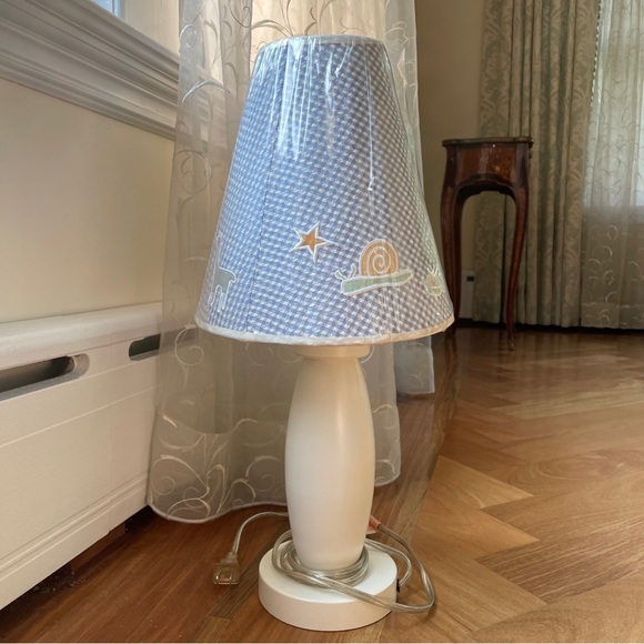 Other | Little Boy White Lamp Light Blue Shade Baby 19 Decor | Poshmark